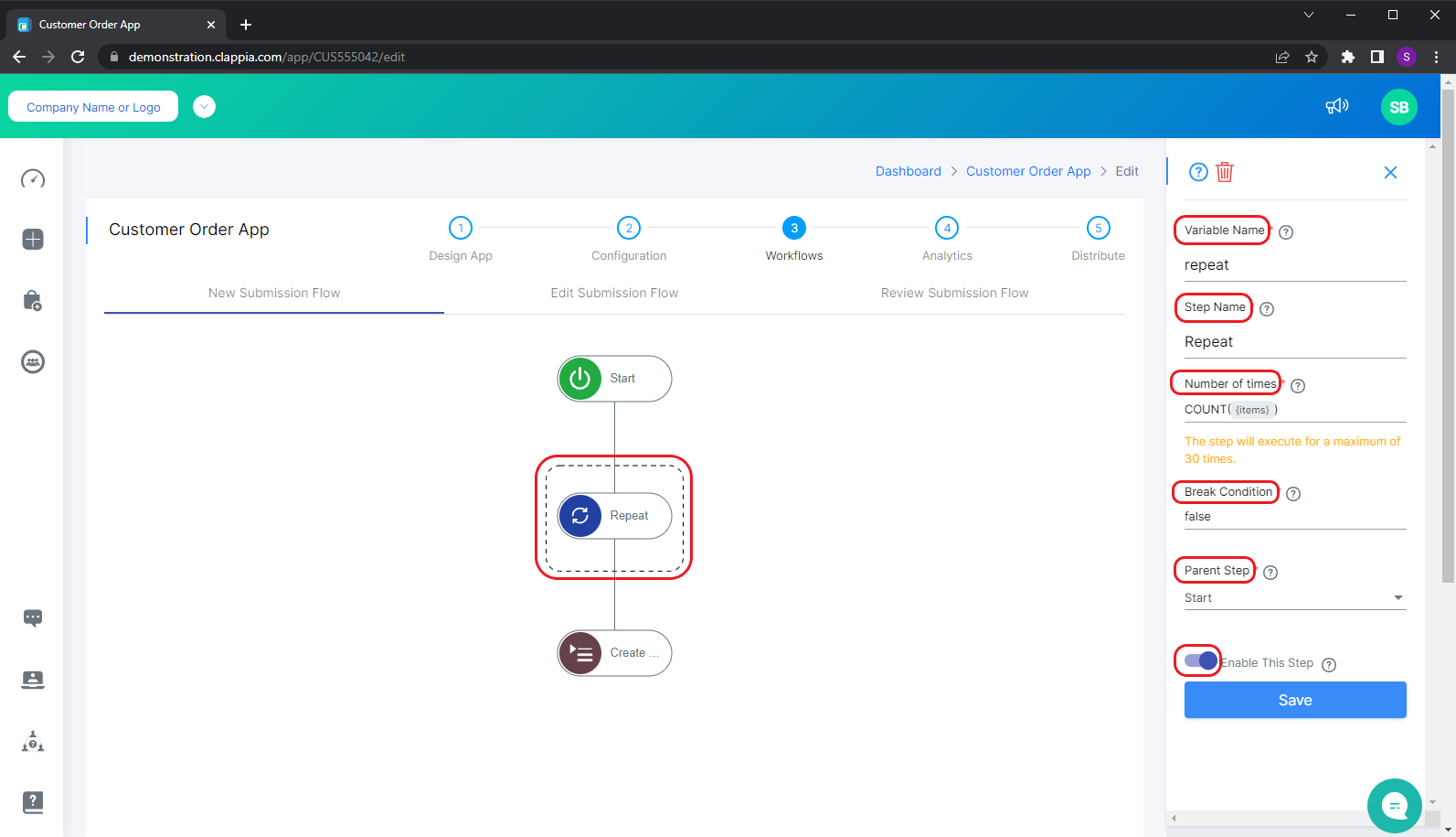 Workflows: Repeat node